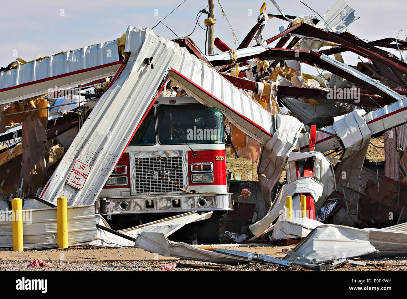 Fire Station and Fire Truck Destroyed by Tornado Stock Photo - Alamy