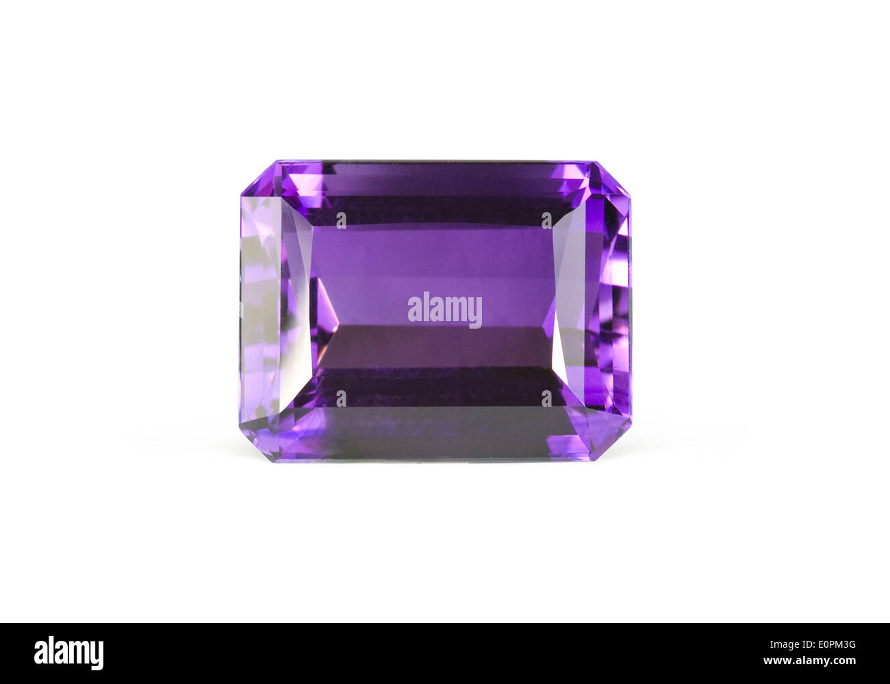 Amethyst Step-cut gemstone on white background Stock Photo - Alamy
