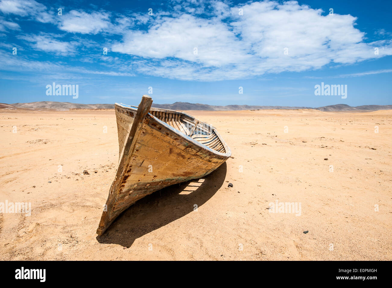 Boat in the desert, Paracas National Reserve, Ica Region, Peru Stock ...