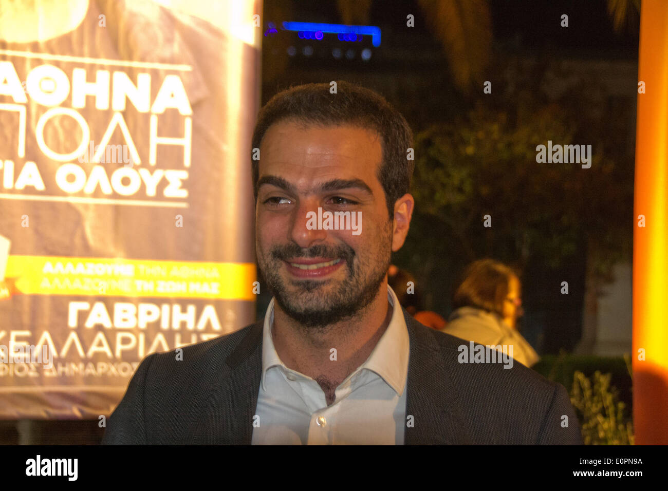 ATHENS,GREECE MAY 18TH-Candidate mayor Gavriil Sakelaridis supported by ...