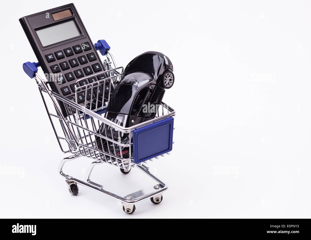 Sports car calculator and cart Stock Photo - Alamy