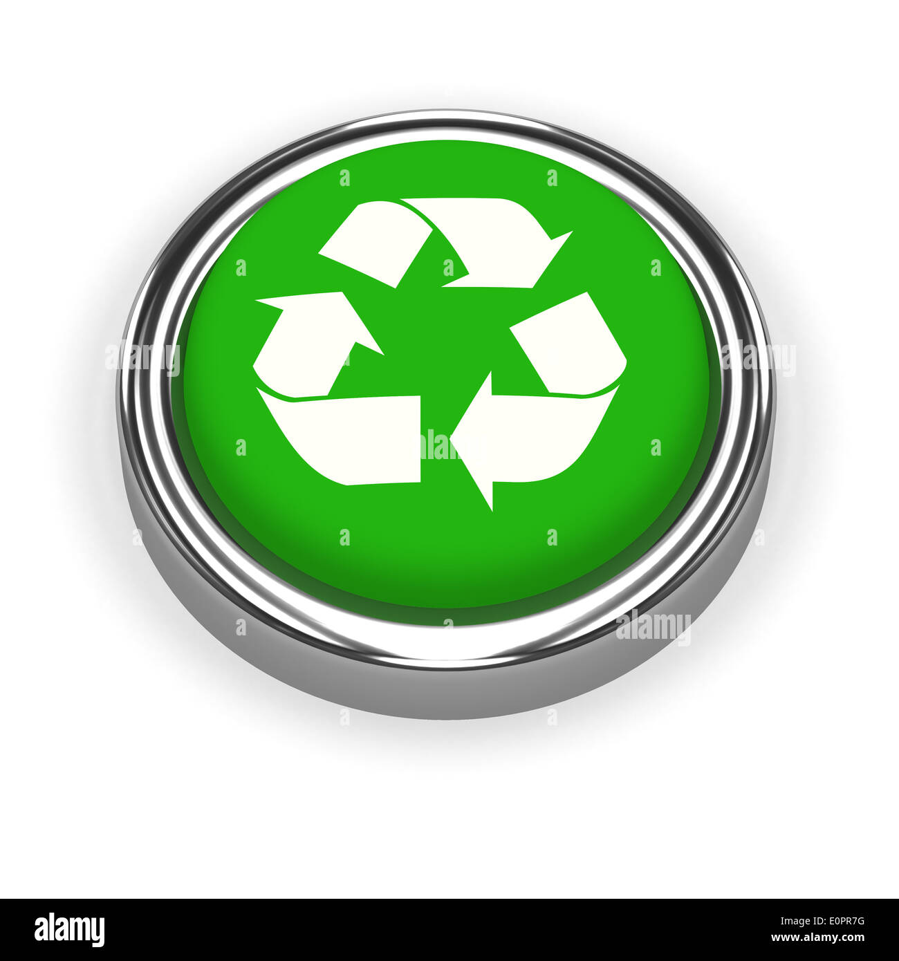 3d Green recycle button Stock Photo - Alamy