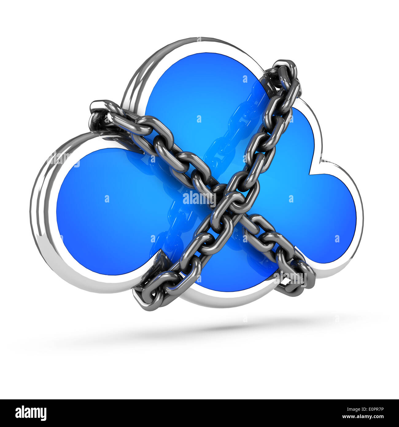 3d Cloud storage symbol chained up Stock Photo - Alamy
