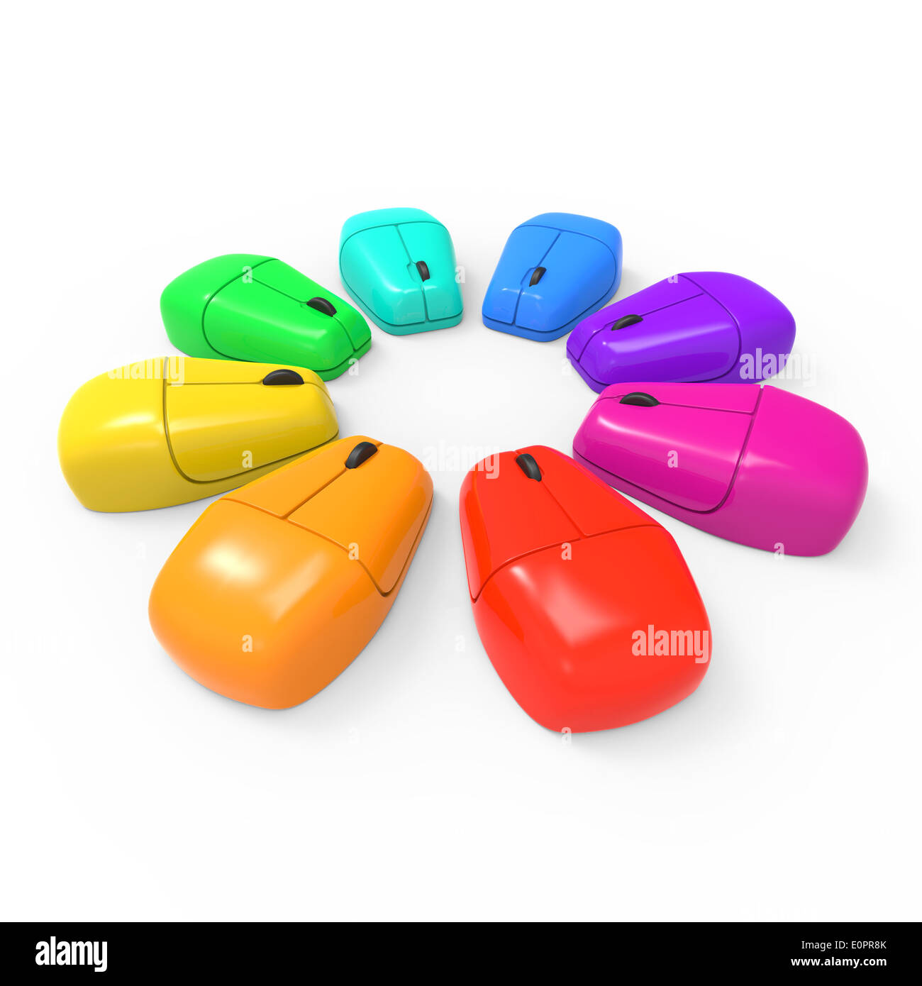 3d Computer mice in spectrum pattern Stock Photo - Alamy