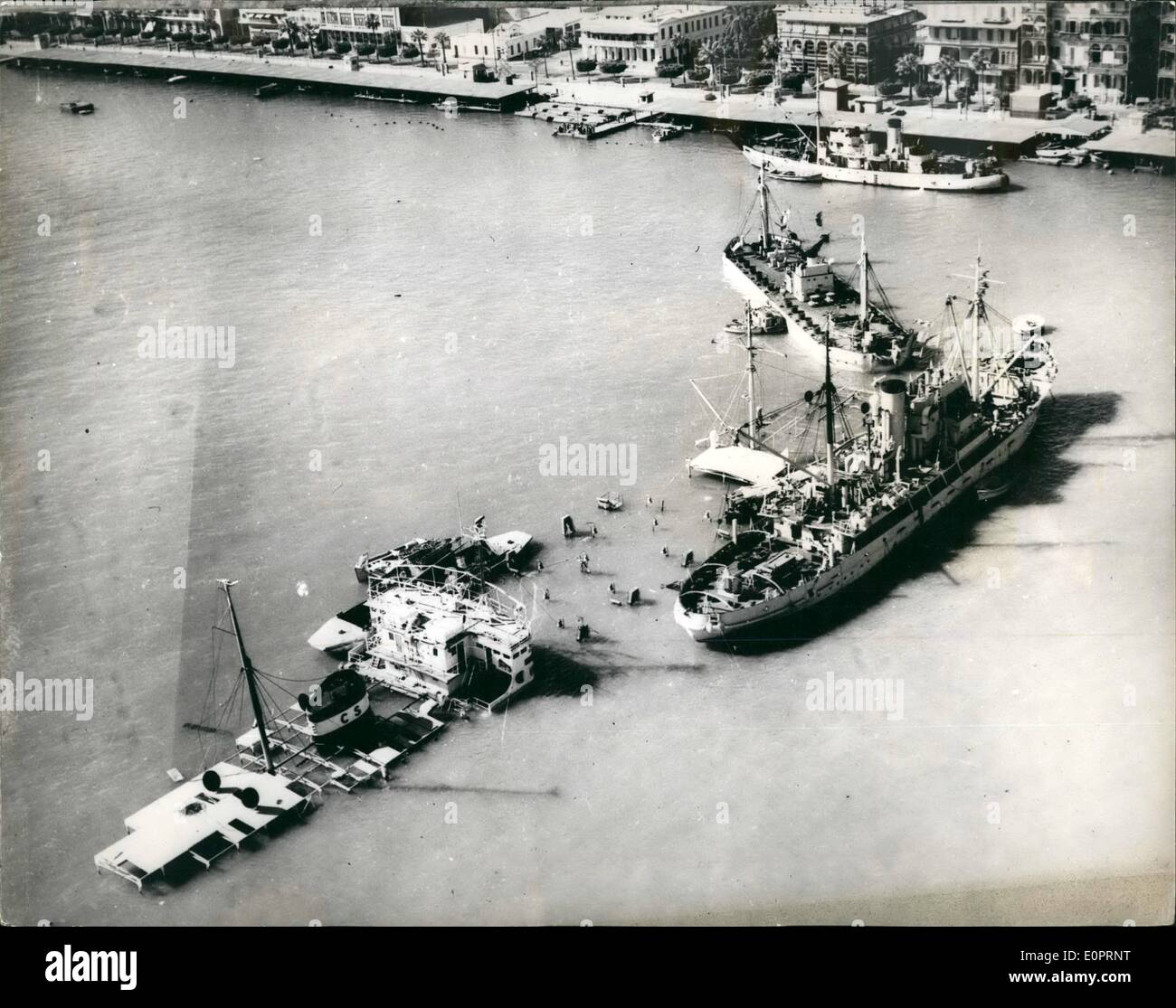 Nov. 11, 1956 - Block Ships At Port Said.. Salvage Vessels At Work ...