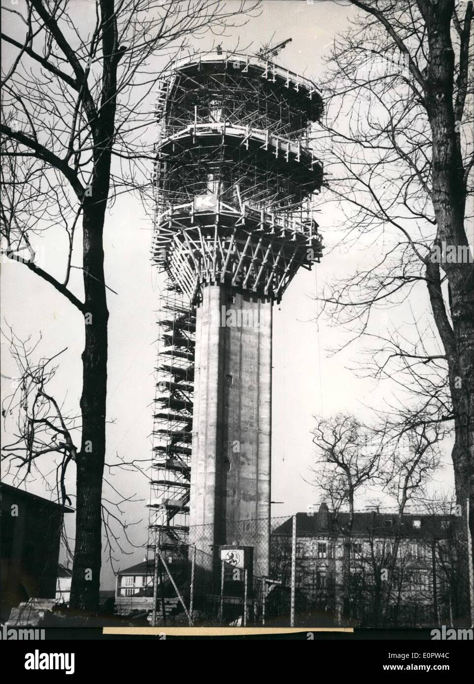Jan. 01, 1957 - Photo shows The most modern tower for wire-less ...