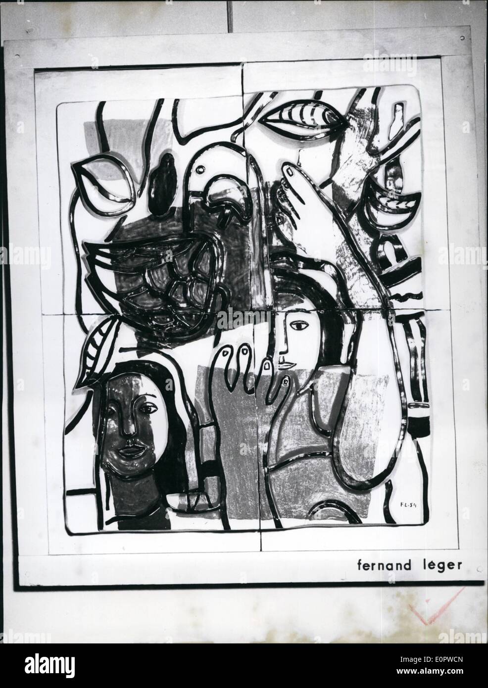 Mar. 03, 1957 - ''Women with bird'' is the title of this drawing by ...