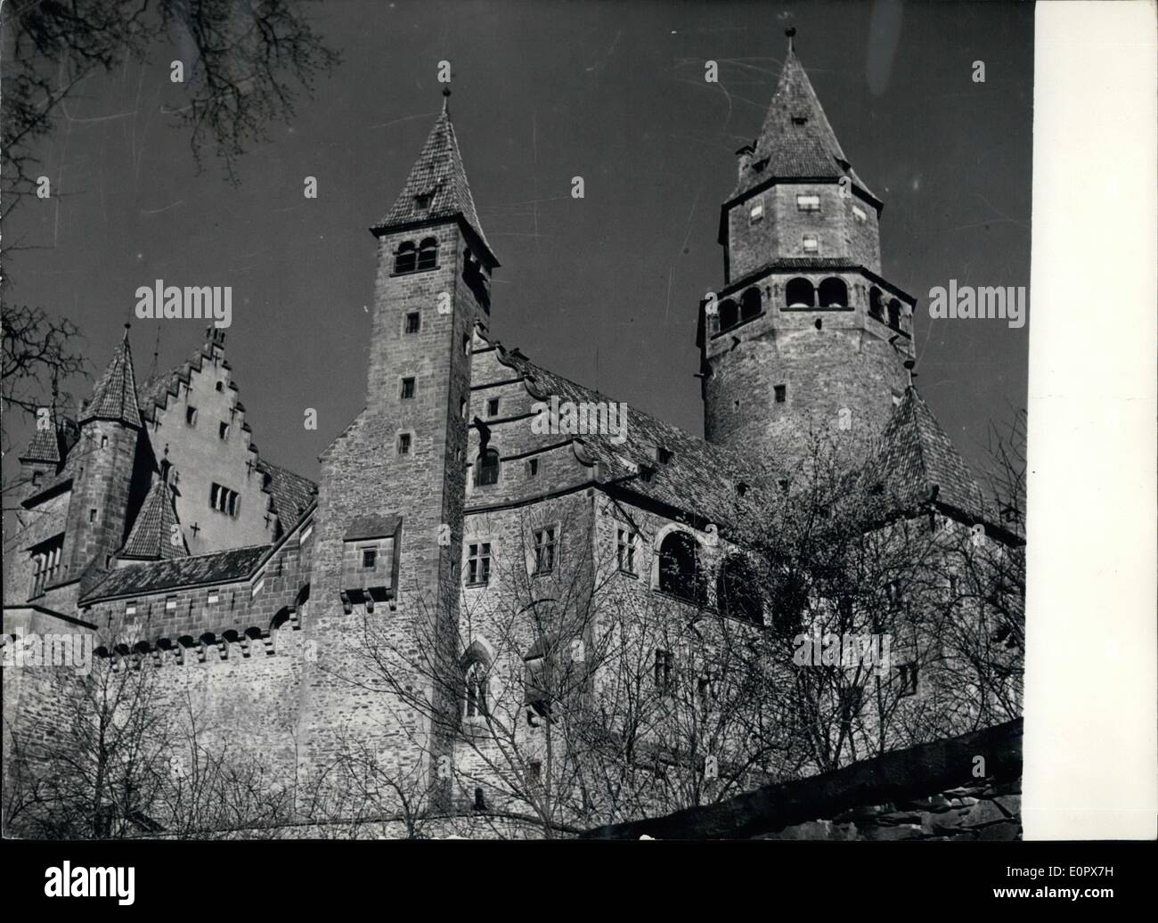 Apr. 04, 1957 - Bouzov castle in Northern Moravia: Bouzov castle towers ...