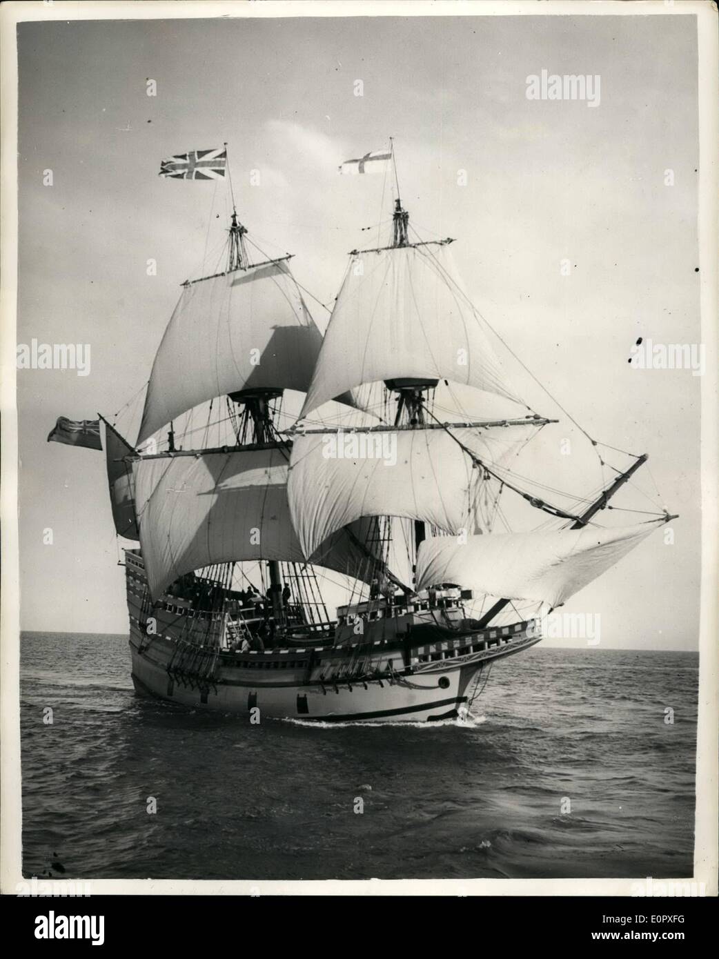 Apr. 04, 1957 - The ''Mayflower II'' under sail at last; The ...