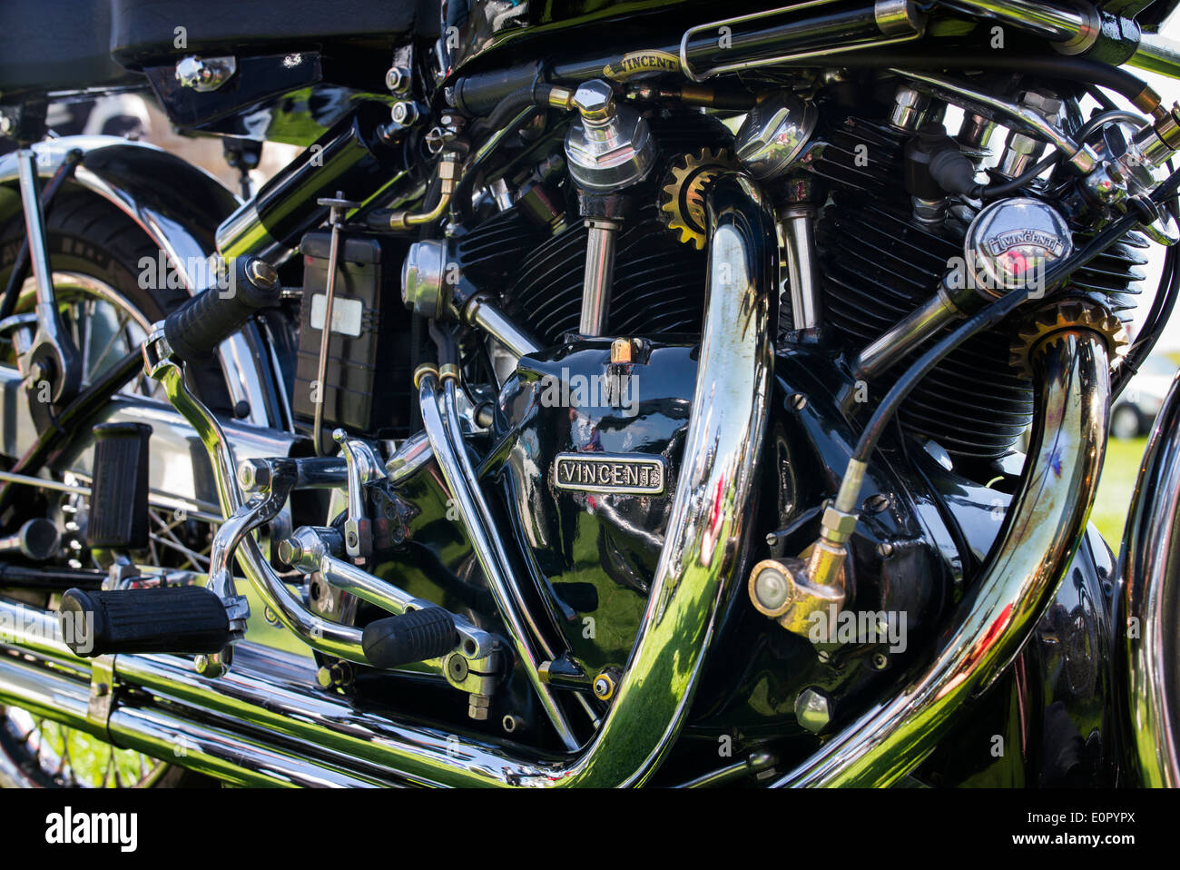 Vintage HRD Vincent motorcycle engine. Classic british bike Stock Photo ...