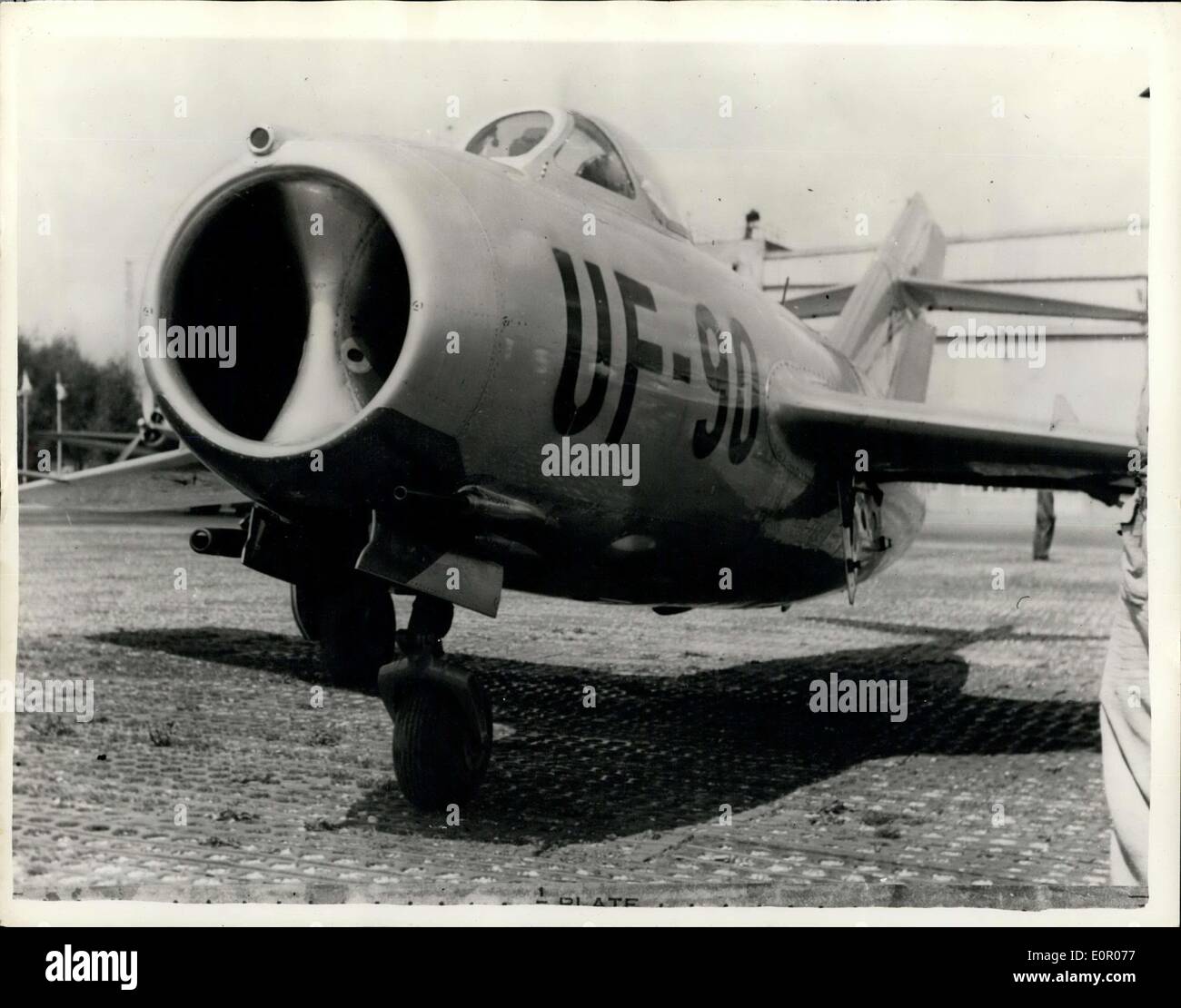 May 16, 1957 - MIG 19 lands in Austria.: View of the Czech MIG 19 jet ...