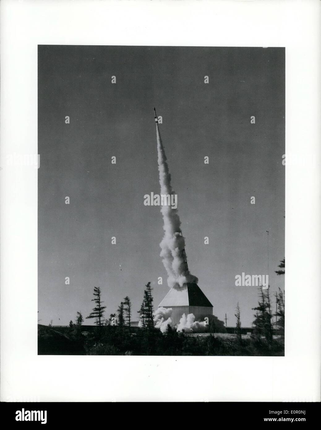Aug. 08, 1957 - Canada Delayed Action Fireworks. Aerobee rocket, laden ...