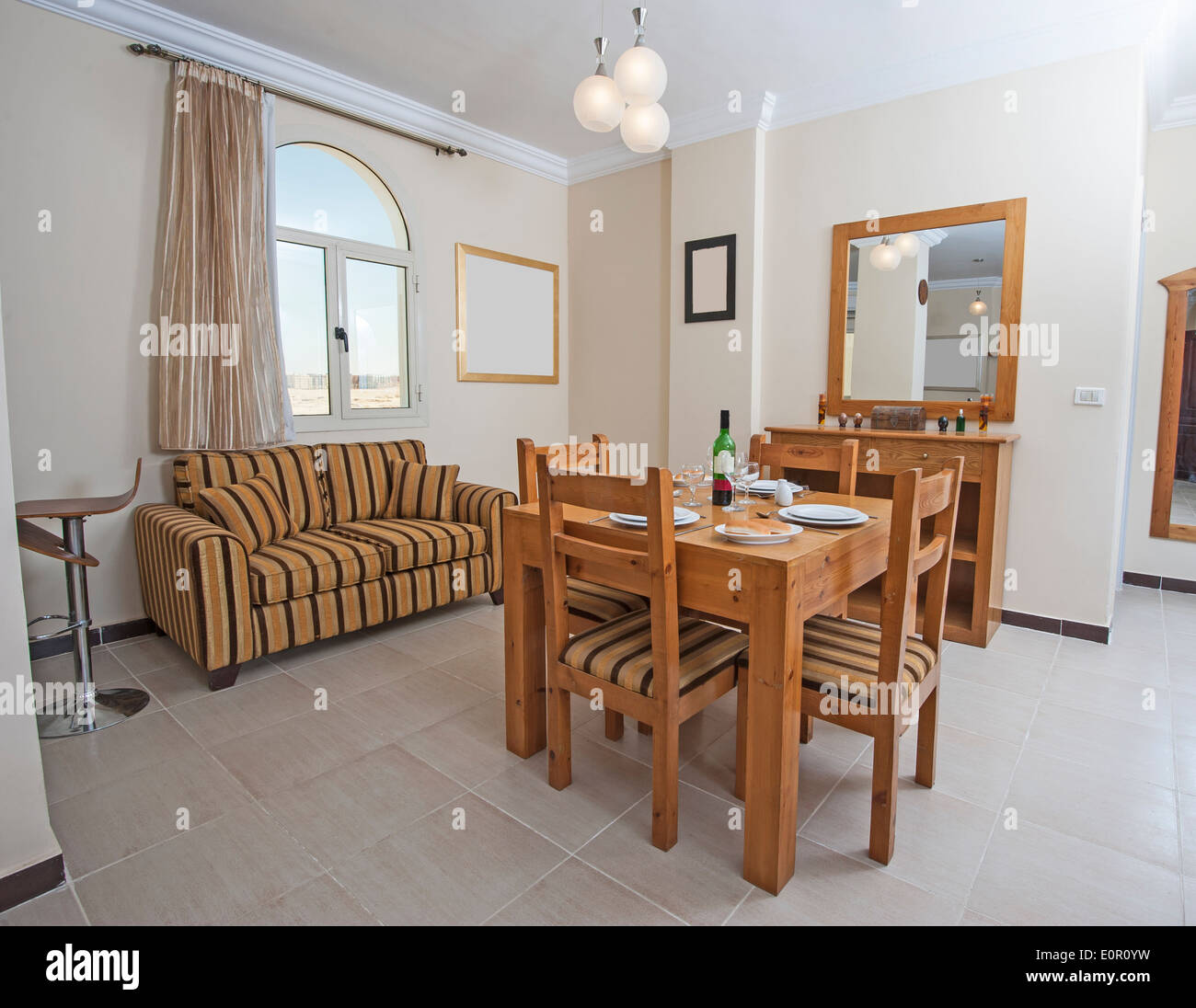 Interior of show home living room showing interior design Stock Photo ...