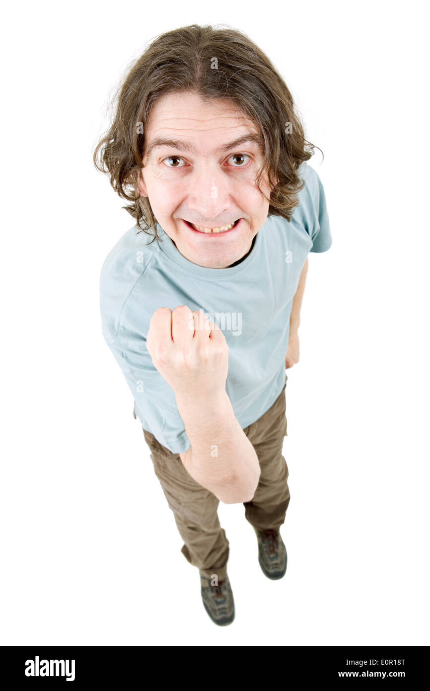 happy young man winning, isolated on white Stock Photo - Alamy