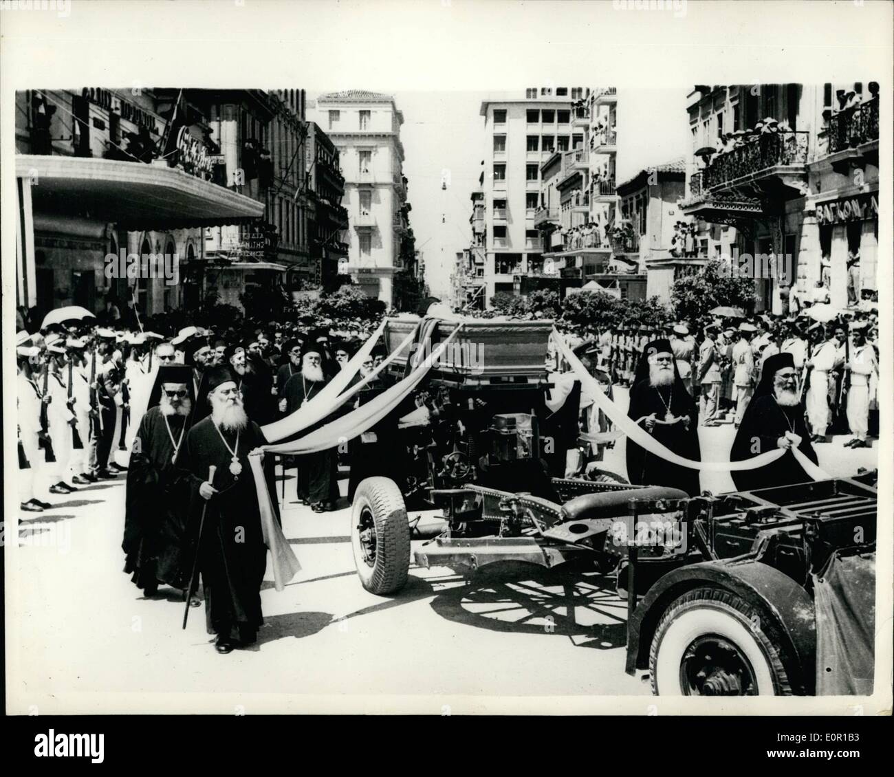 Aug. 08, 1957 - Funeral of The Primate of Greece.. Procession Through ...