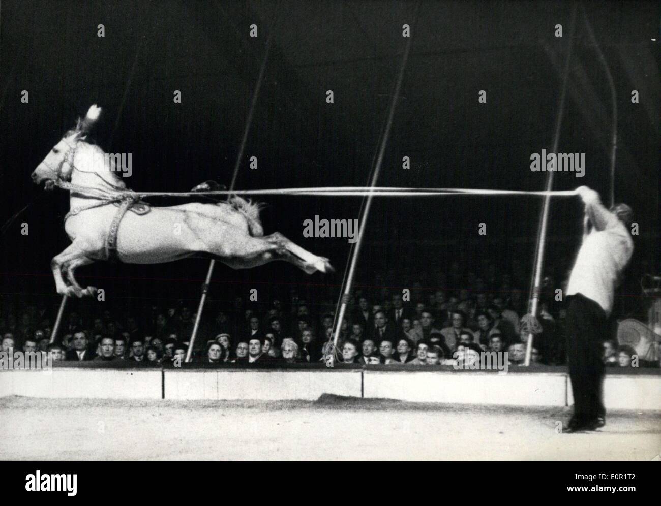 Sep. 24, 1957 - Circus horses perform at Jean Richard Circus Stock ...