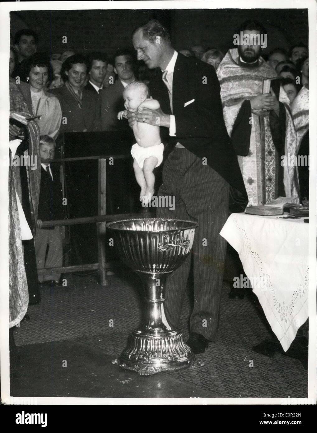 Oct. 08, 1957 - Duke of Edinburgh as ''Illegible'' Performs immersion ...