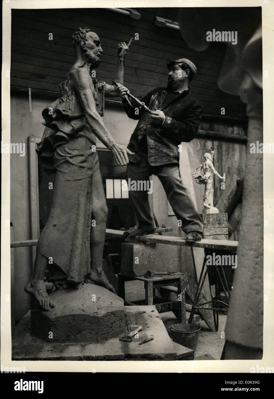 Nov. 11, 1957 - Mr. McFall At Work On The St. Bride And St. Paul Statue ...