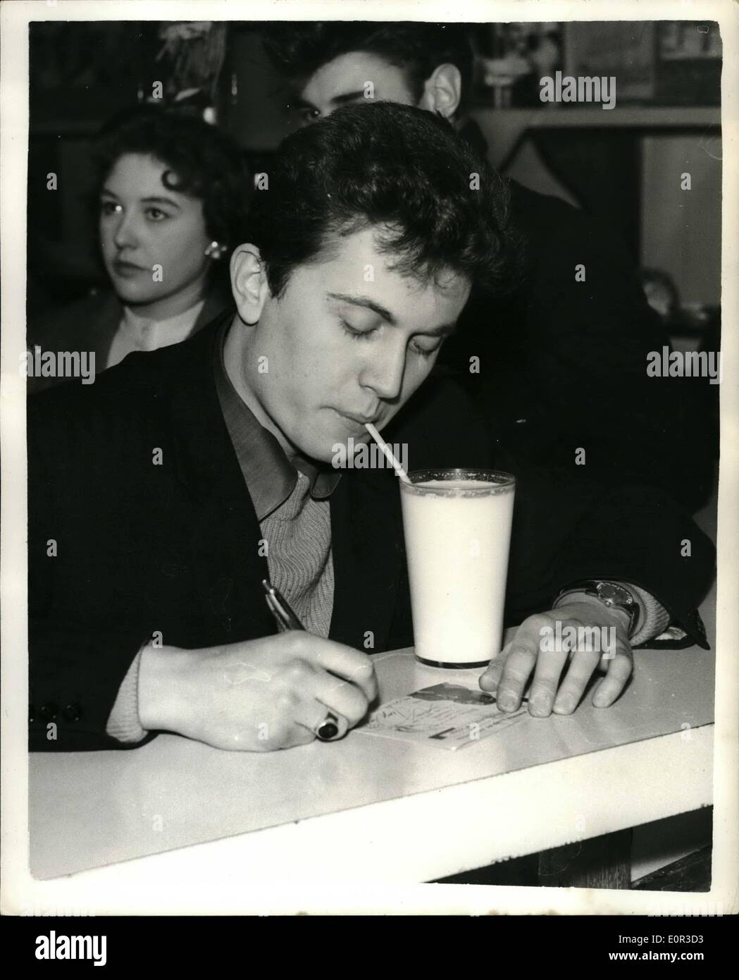 Jan. 01, 1958 - Terry Dene signs the pledge: Photo shows the 19 year ...