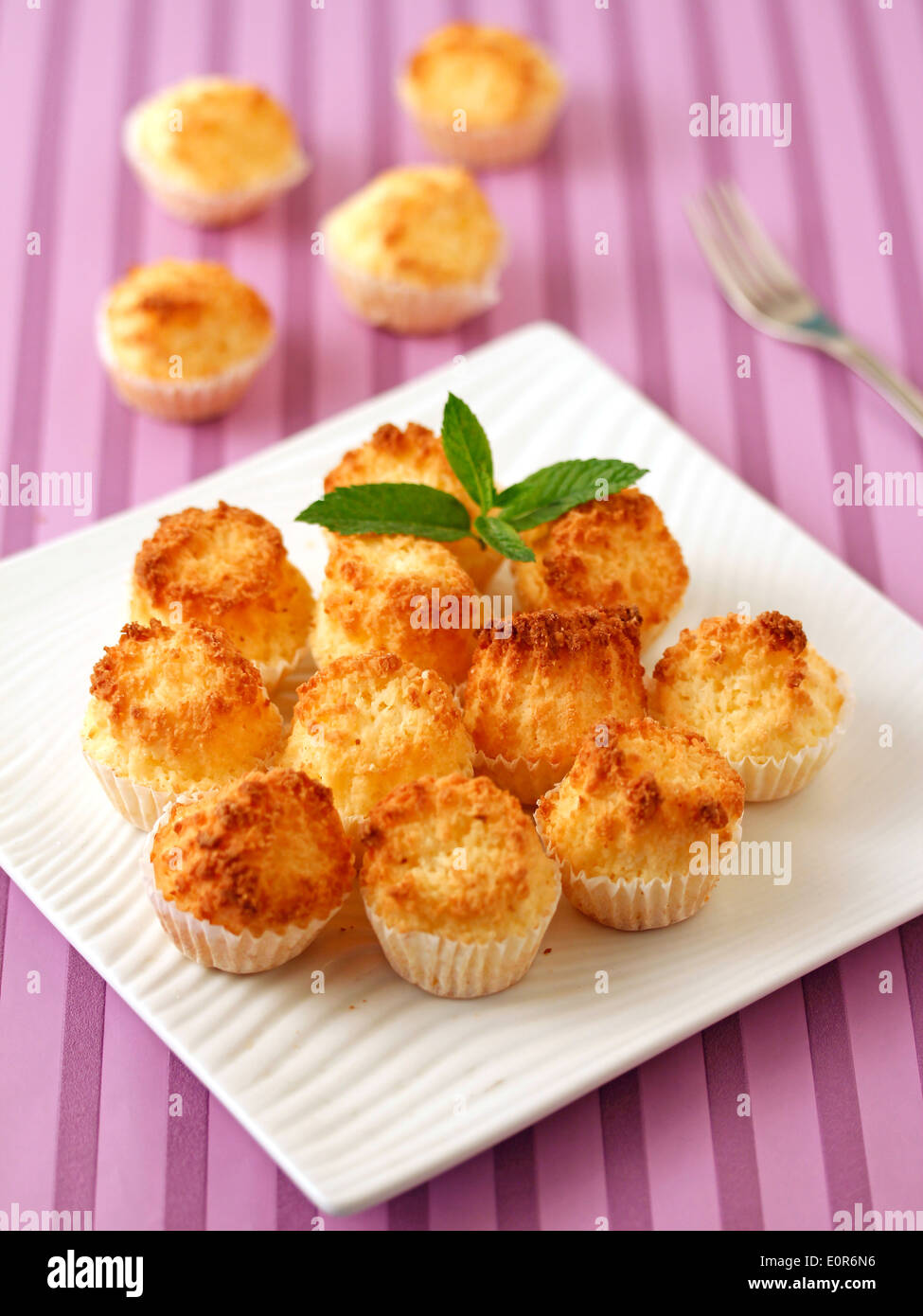 Coconut bites. Recipe available Stock Photo - Alamy