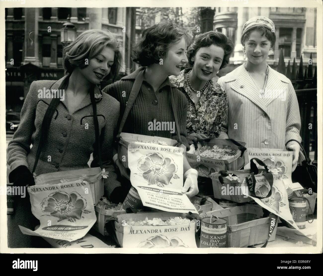 Jun. 06, 1958 - Showgirls sell Alexandra Roses in London. Girls from a ...