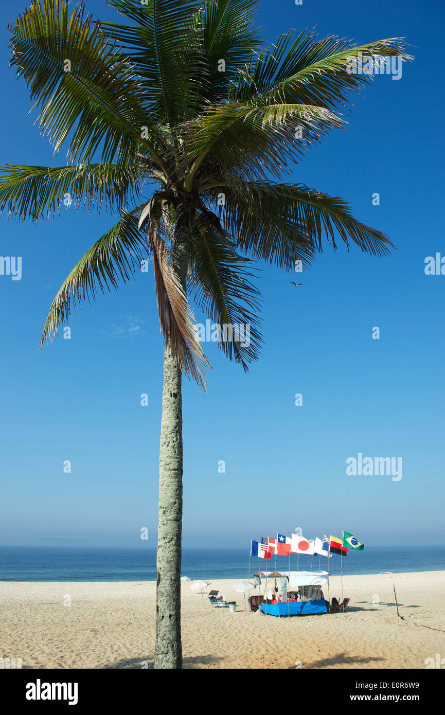 Ipanema Beach Rio de Janeiro Brazil Brazilian beach shack barraca with ...