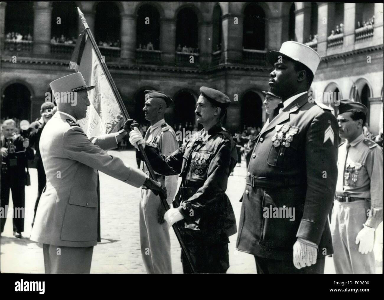 Jul. 13, 1958 - The flag belong to the French Veterans' Association ...
