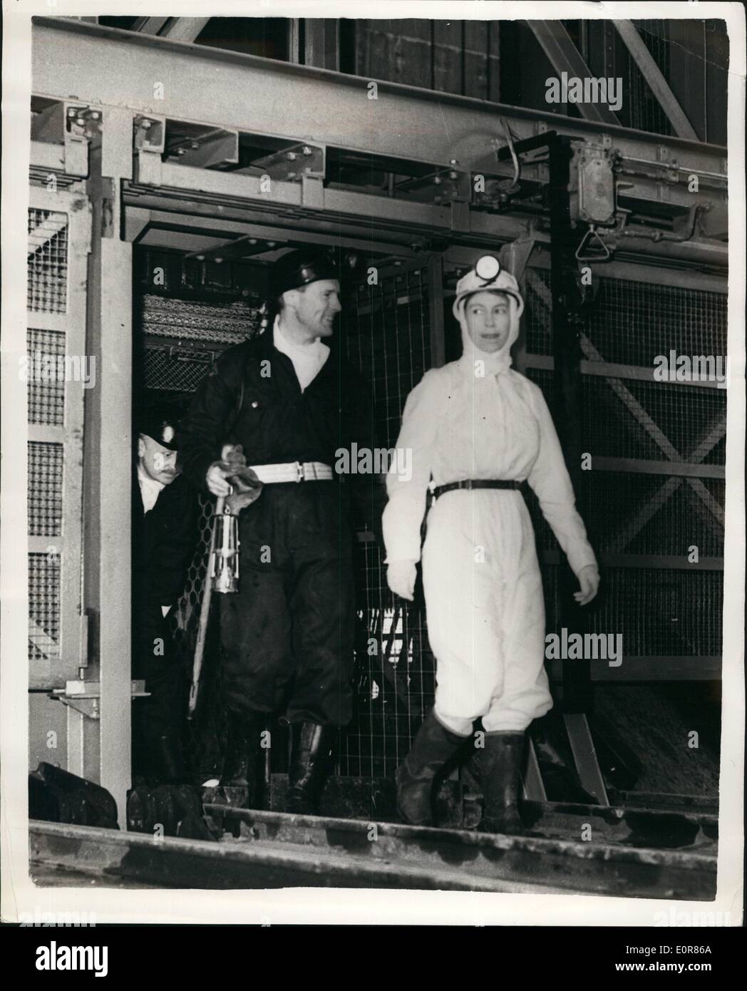 Jul. 07, 1958 - The Queen Goes Down A Mine - Wearing White Boiler Suit ...