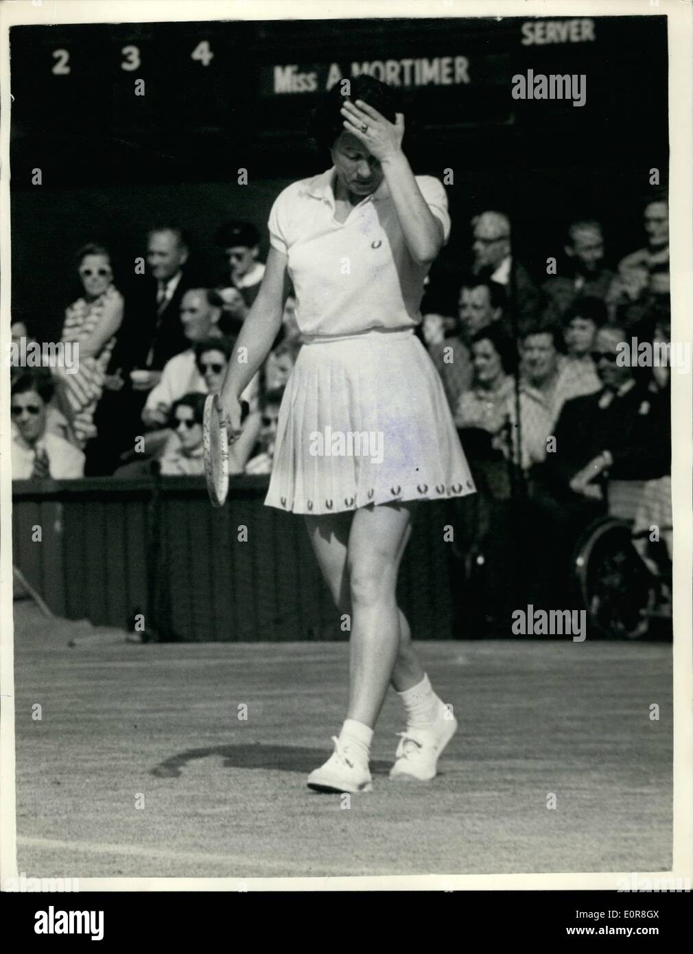 Jul. 07, 1958 - Ladies Single semi-final at Wimbledon. Miss Mortimer ...