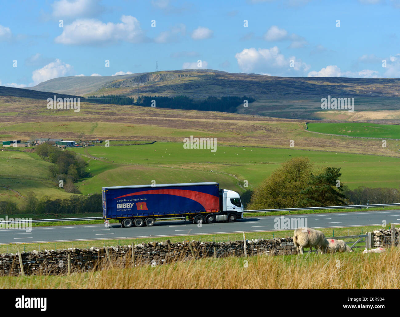 Bibby Distribution HGV on M6 motorway. Shap, Cumbria, England, United ...