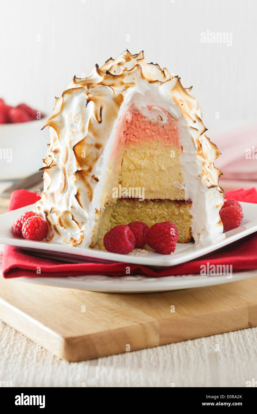 Baked Alaska. Ice cream and meringue dessert Stock Photo - Alamy