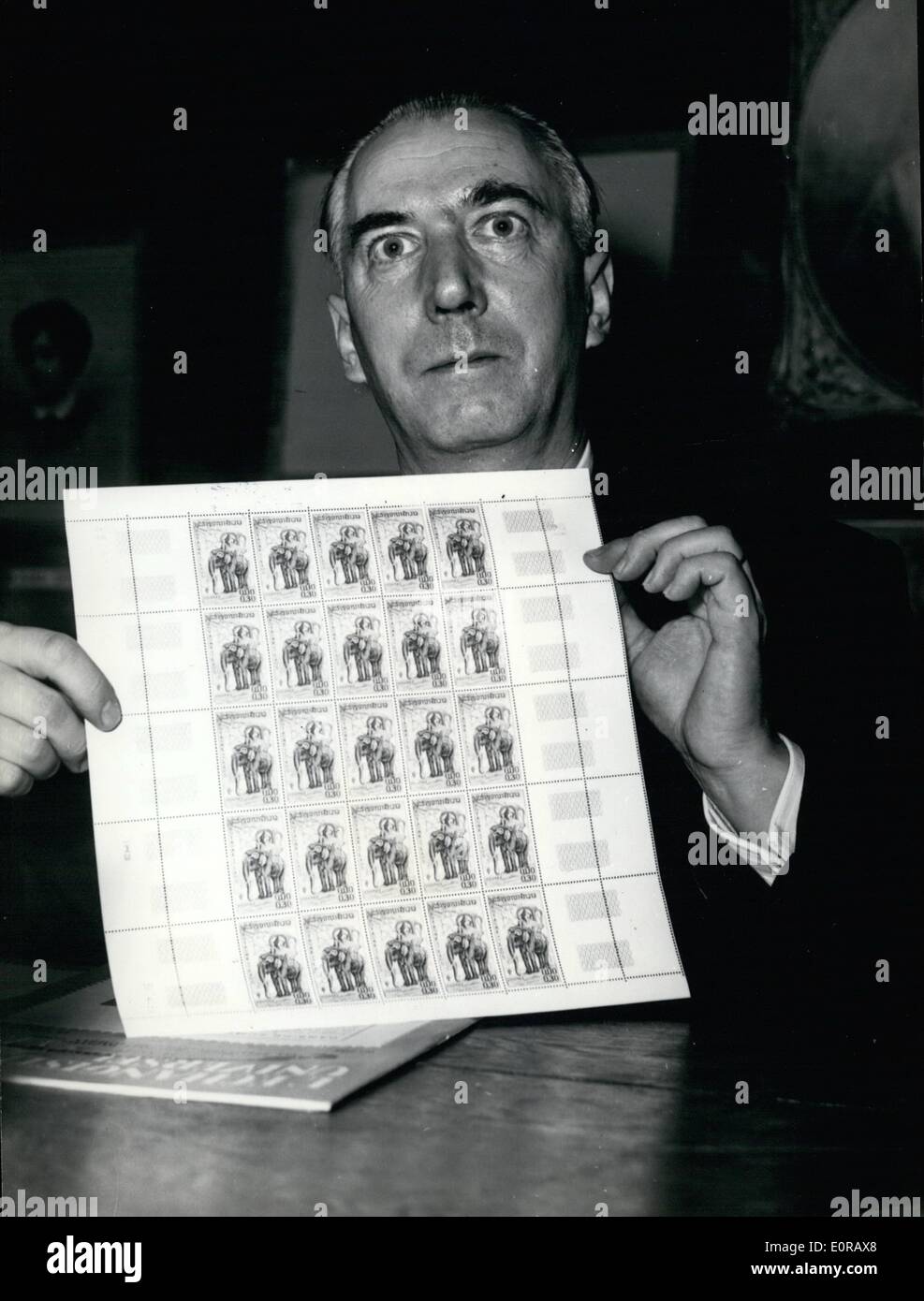 Nov. 11, 1958 - Designer Of Most Beautiful Stamp Rewarded: Jean Phelpin ...