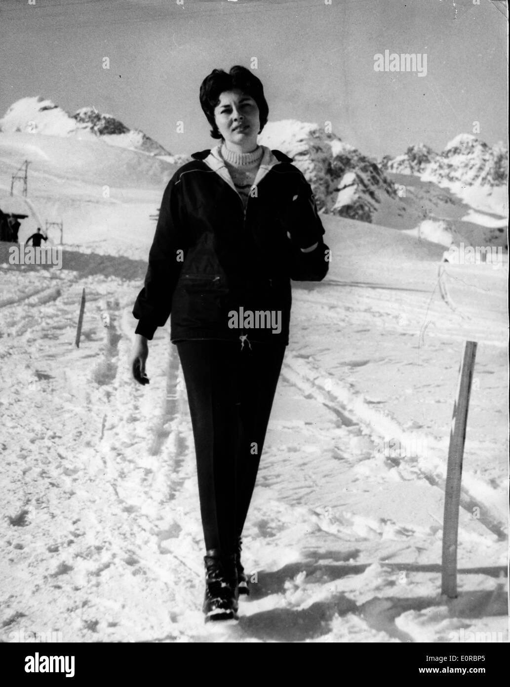 Princess Soraya on a snowy mountain while on vacation in St. Moritz ...