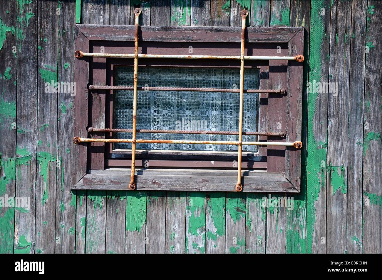 The window of a garden hut in germany, 16. May 2014. Photo: Frank May ...