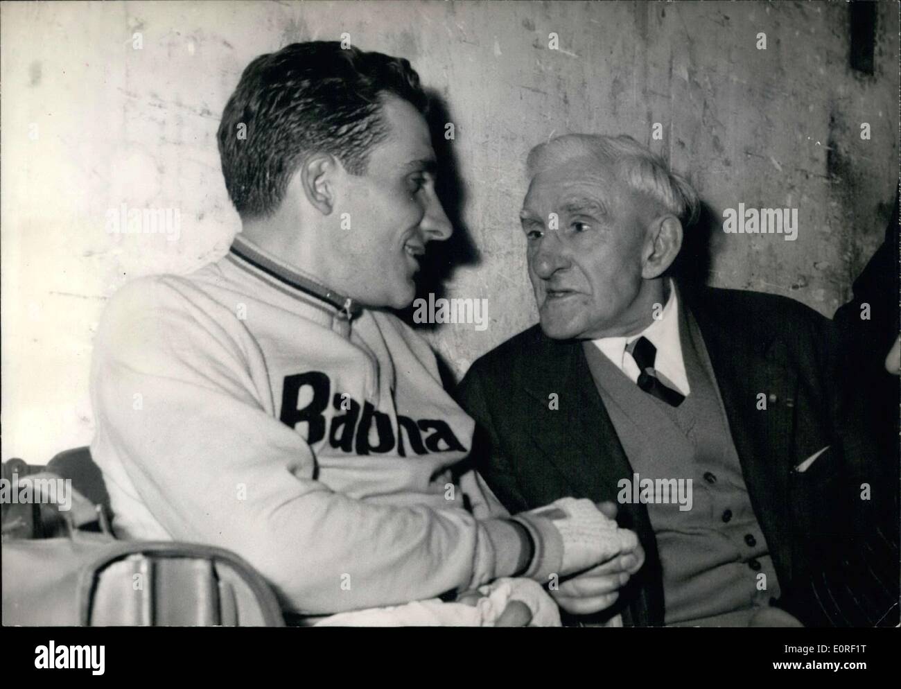 Apr. 18, 1959 - Cyclist Roger Riviere & Henry Coutenet at age 84 Stock ...
