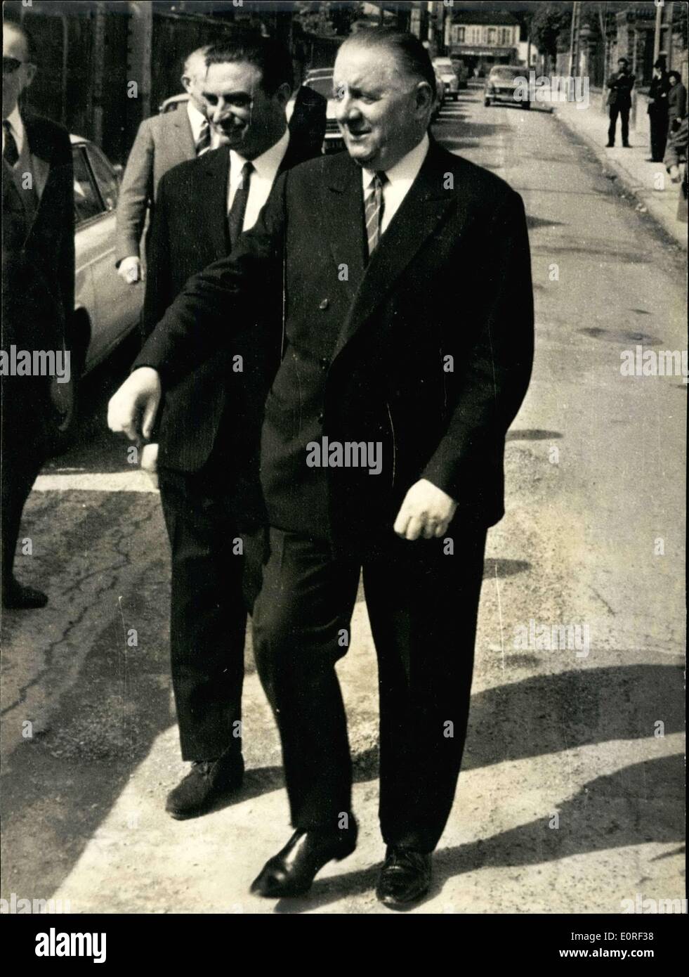 May 04, 1959 - Interim President, Alain Poher, is seen here taking a ...