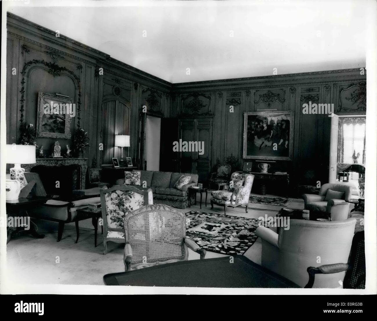 Aug. 08, 1959 - Where Pres. Eisenhower Will Stay: The Panelled room in ...