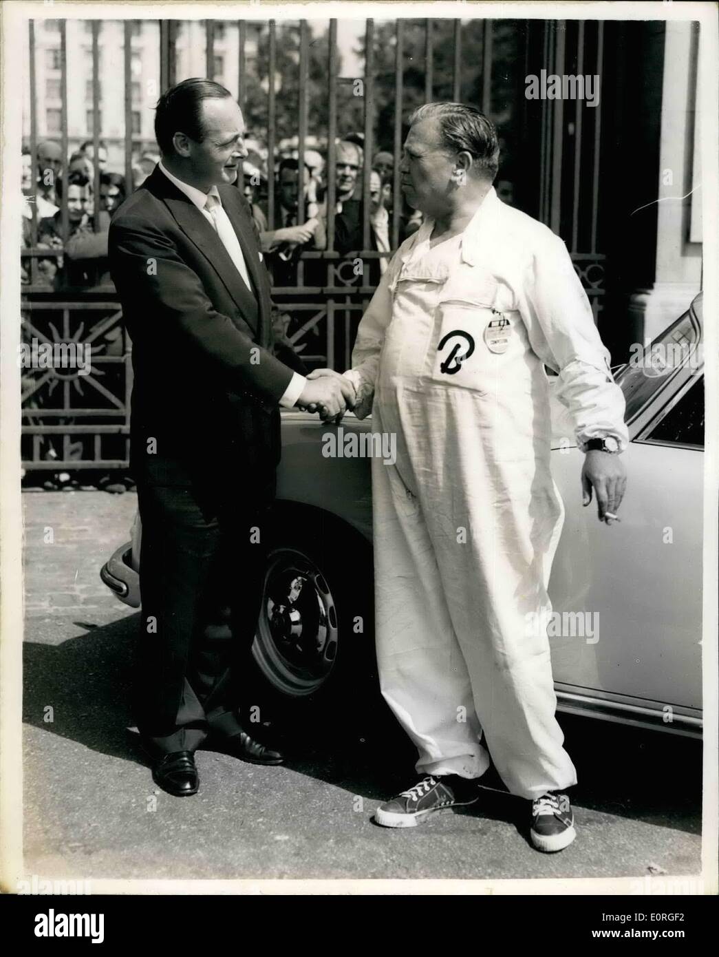 Jul. 07, 1959 - Bleriot anniversary race.. Billy Butlin arrives at ...