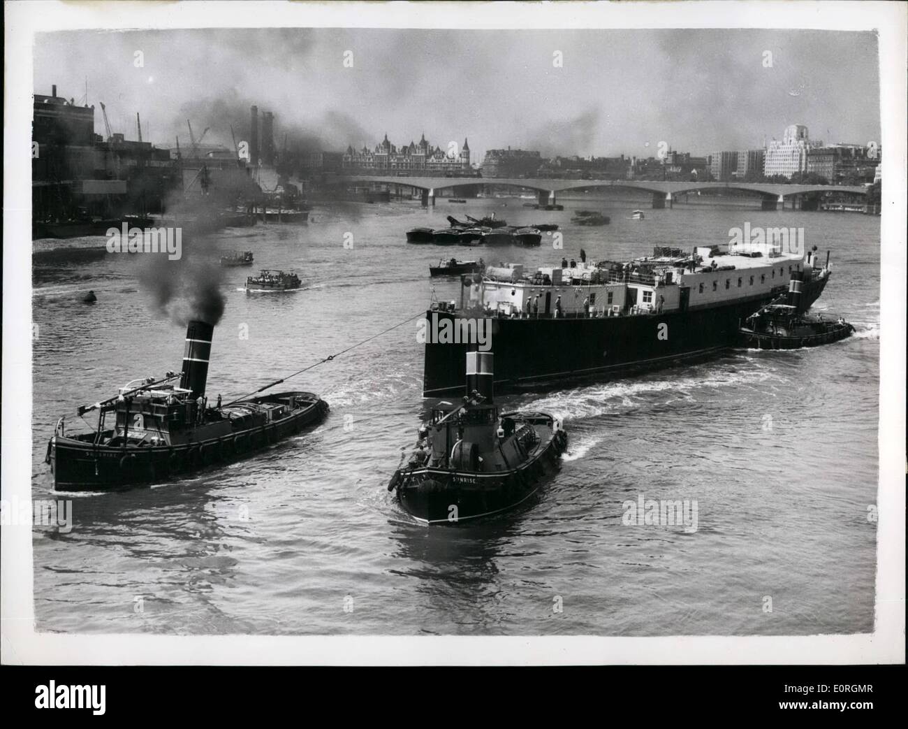 Jul. 07, 1959 - H.M.S. President Goes for a refit. Famous London ...