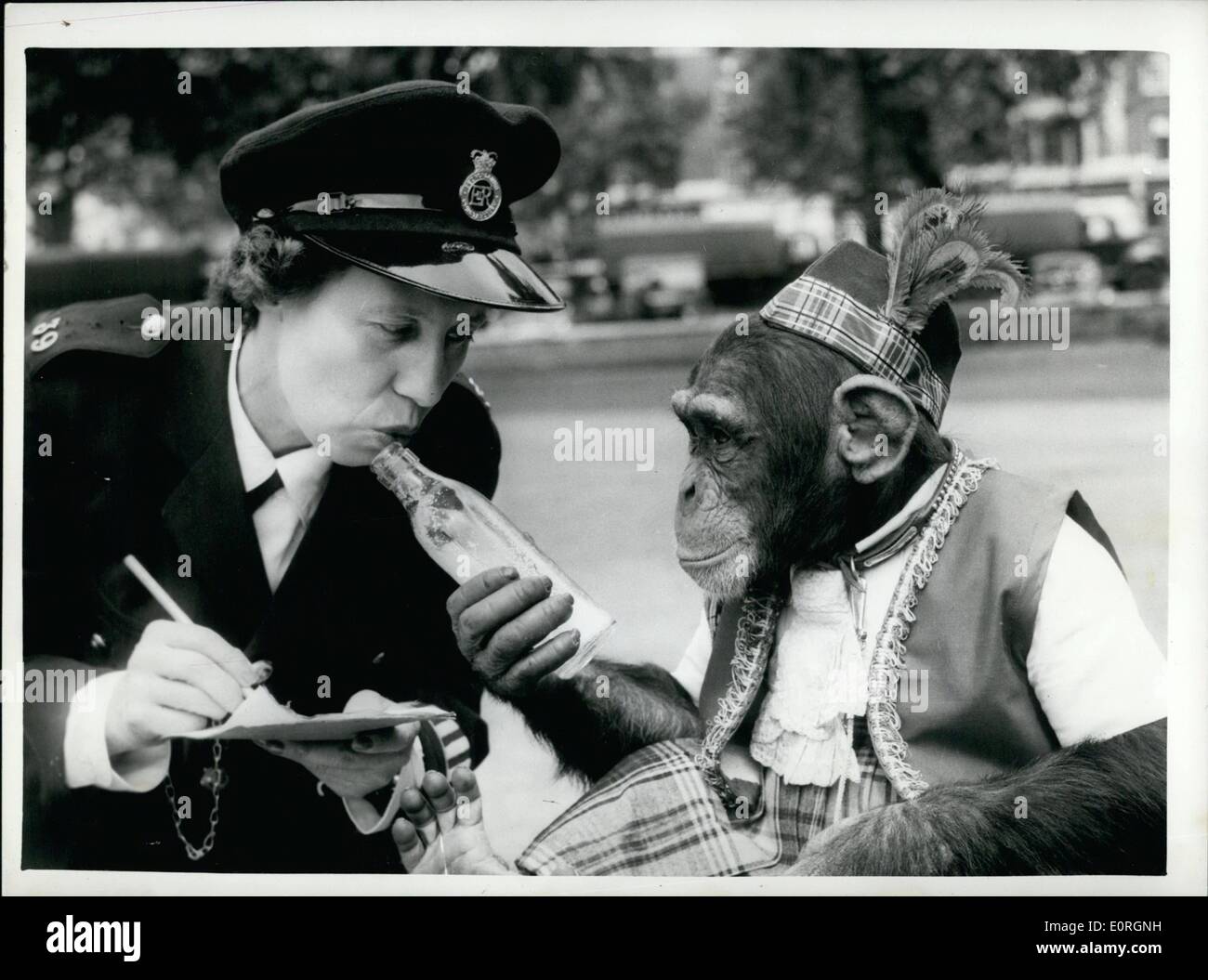 Jul. 07, 1959 - Rehearsing for the searchlight tattoo, ''Johnny'' the ...
