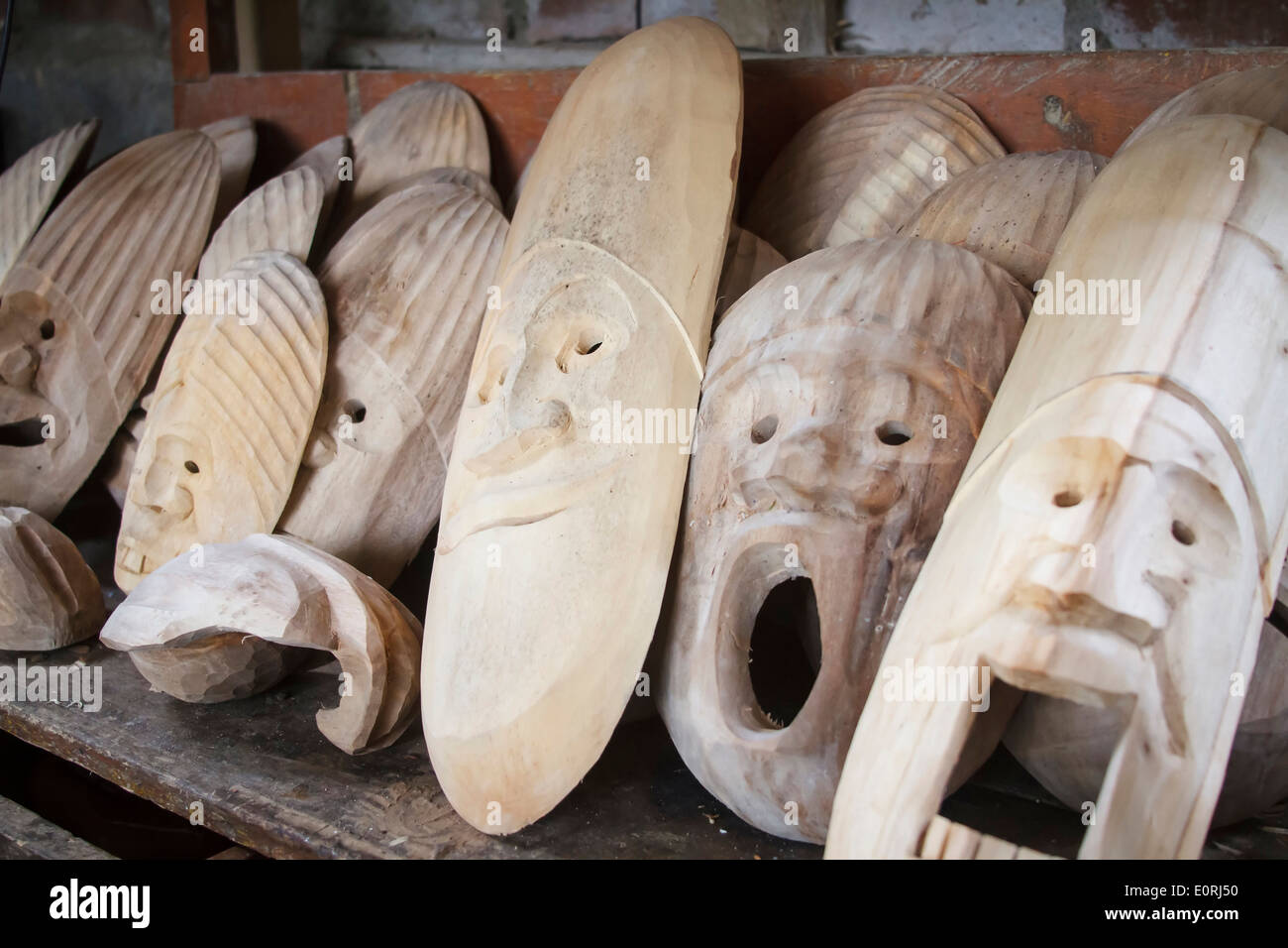 Traditional Indigenous handmade wooden masks, ethnicity Kamentsa ...