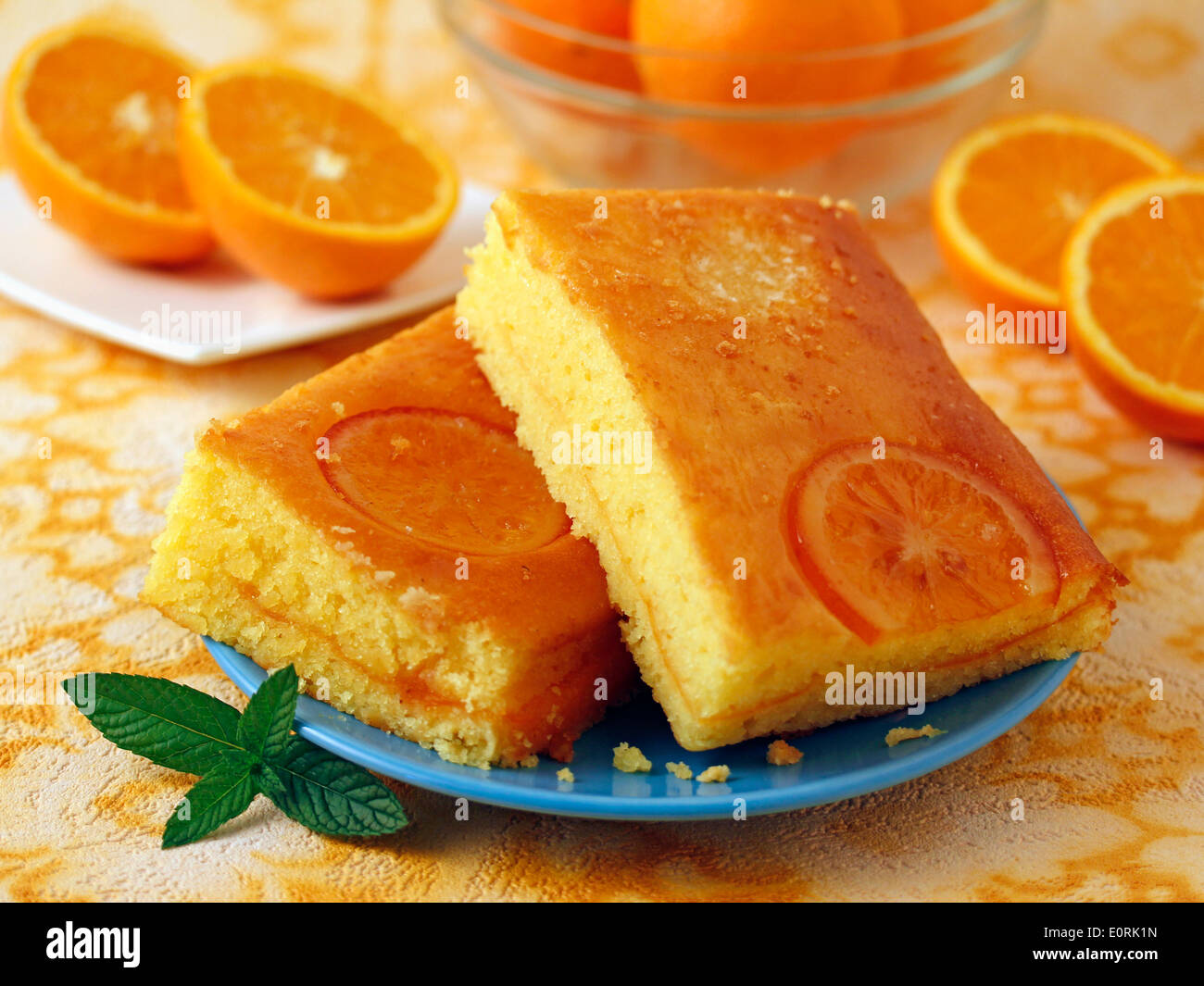 Orange sponge cake. Recipe available Stock Photo - Alamy