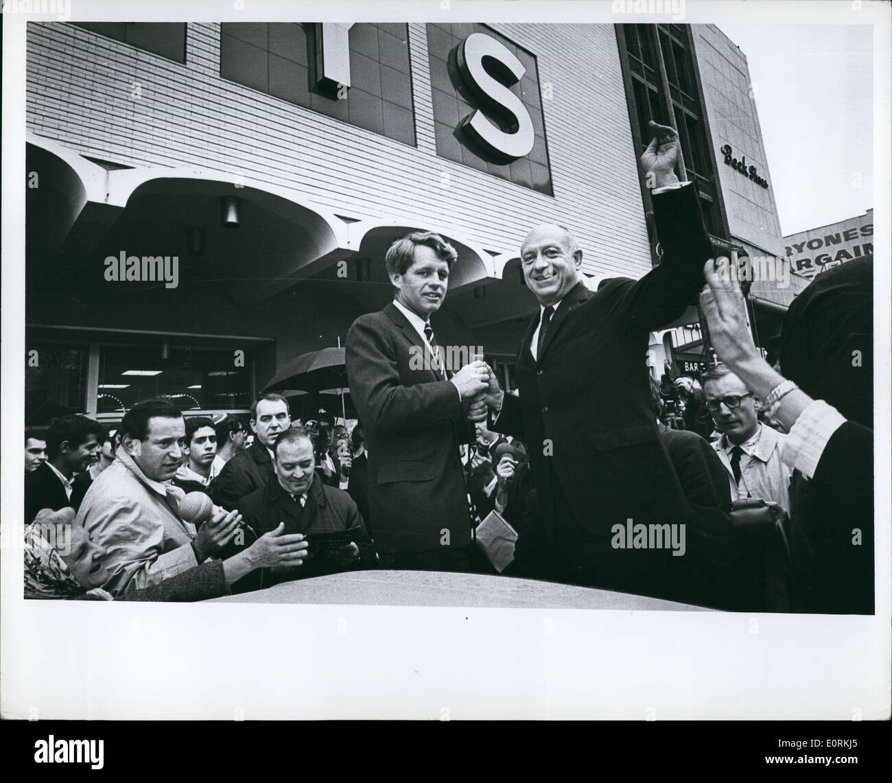 Jan 1, 1960 - Robert F. Kennedy & Jacob Javits in front of May's ...