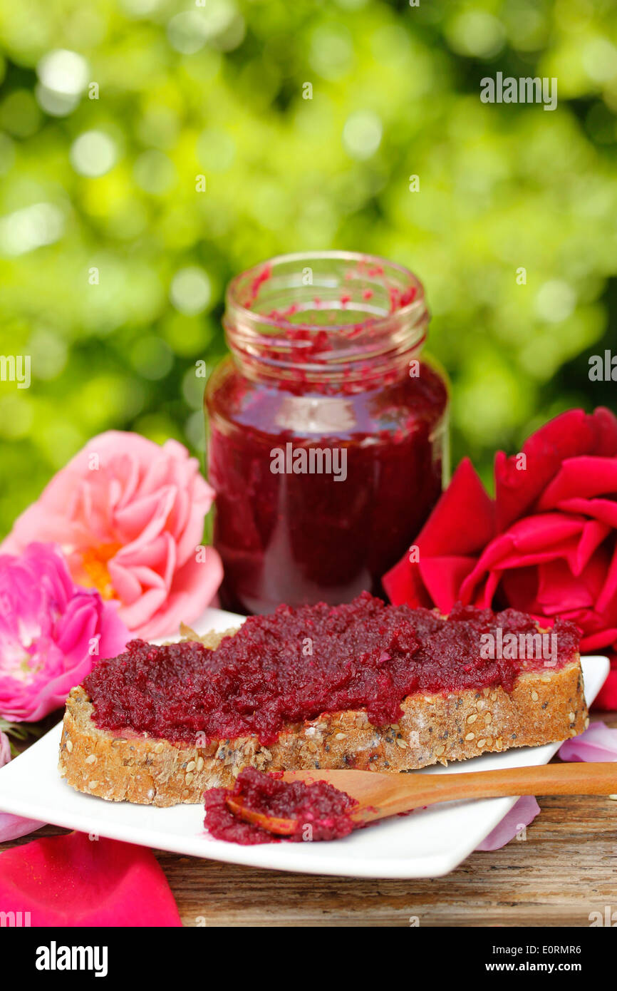 Roses jam. Recipe available Stock Photo - Alamy
