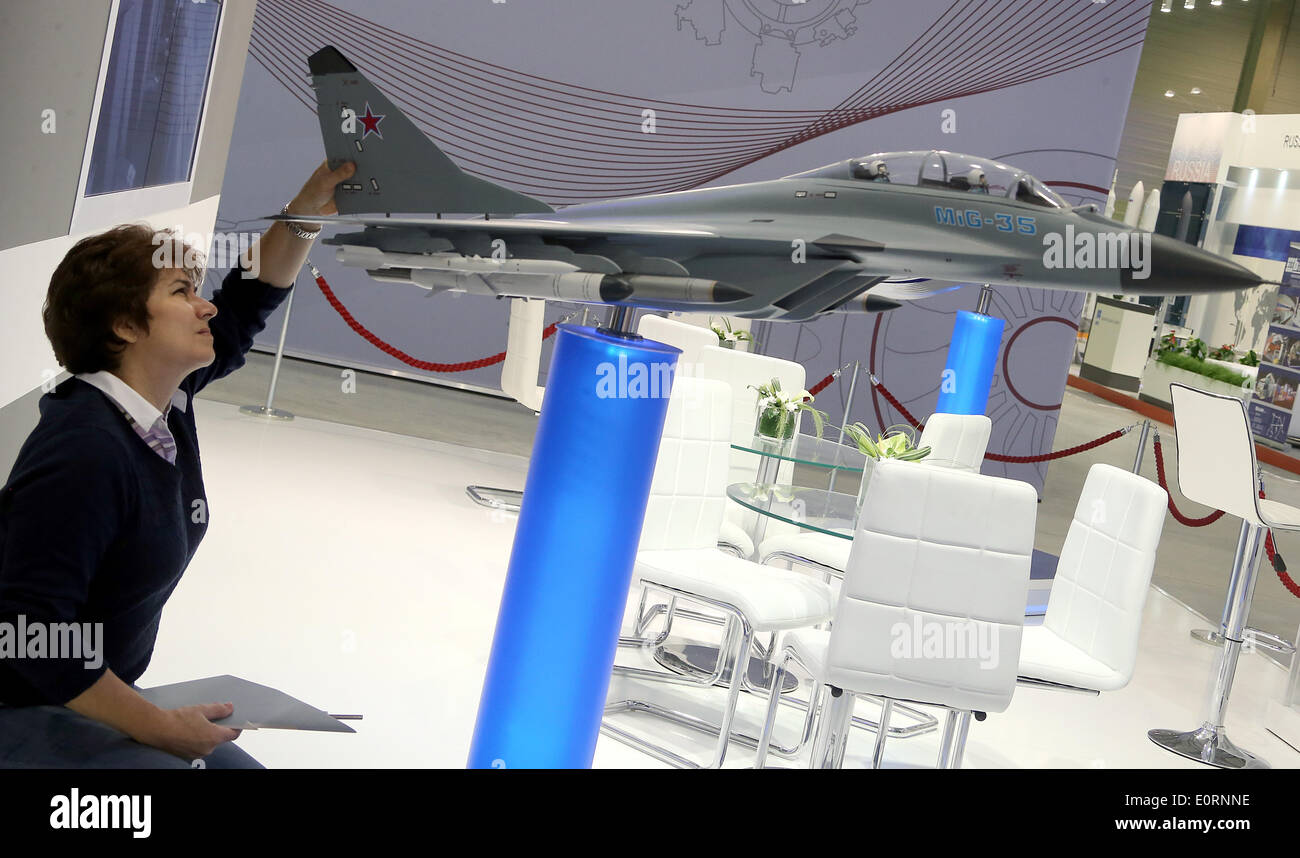 The model of a MIG-35 at the ILA Berlin Air Show in Selchow, Germany ...