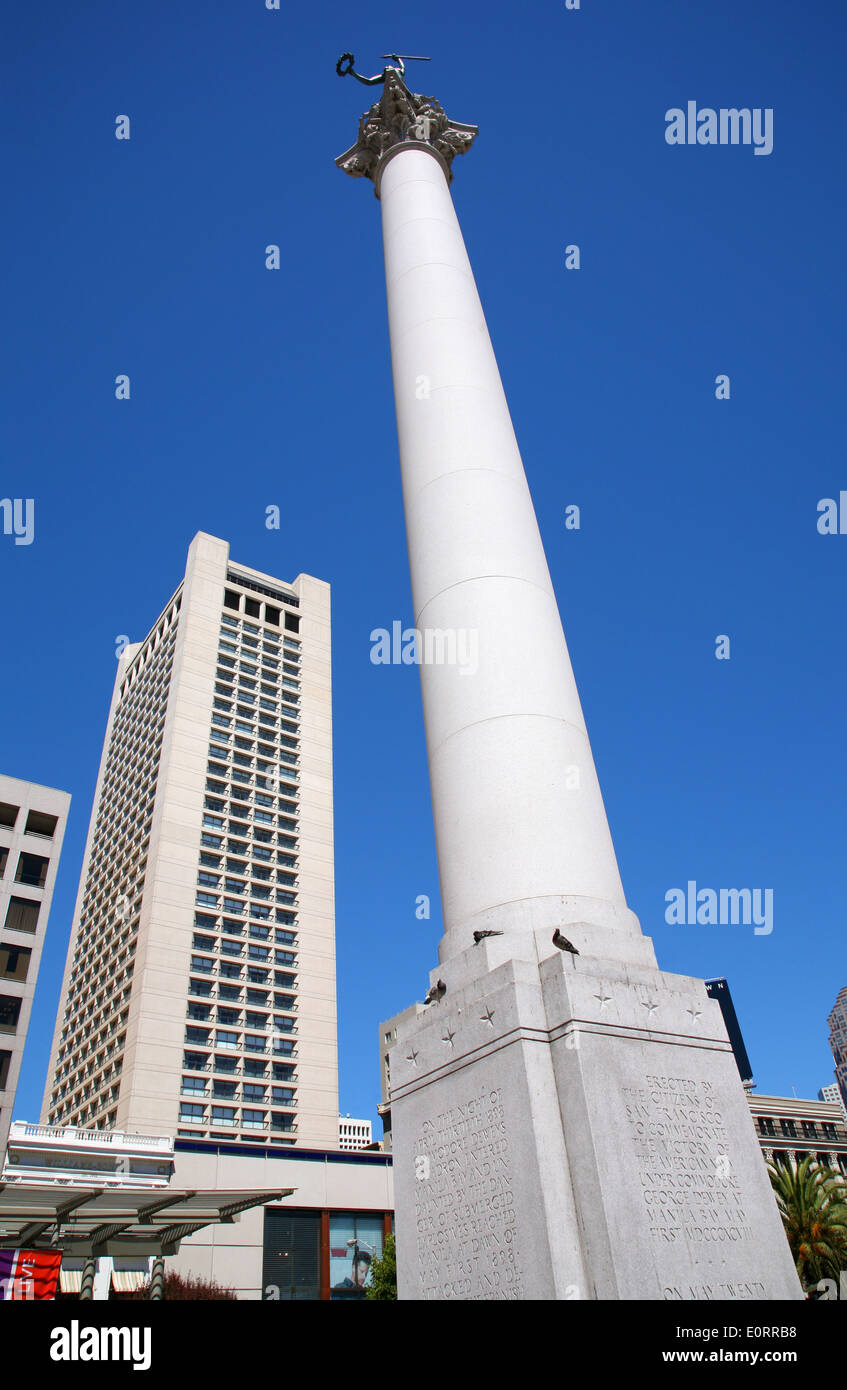 Manila Bay Monument towering above Union Square in downtown San ...