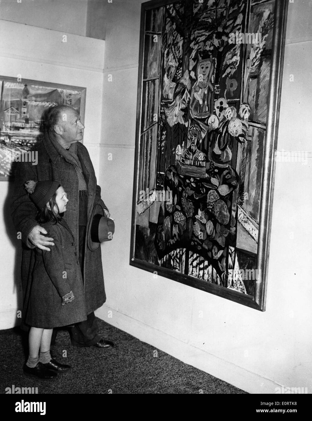 Jacob Epstein in an art gallery with young girl Stock Photo - Alamy