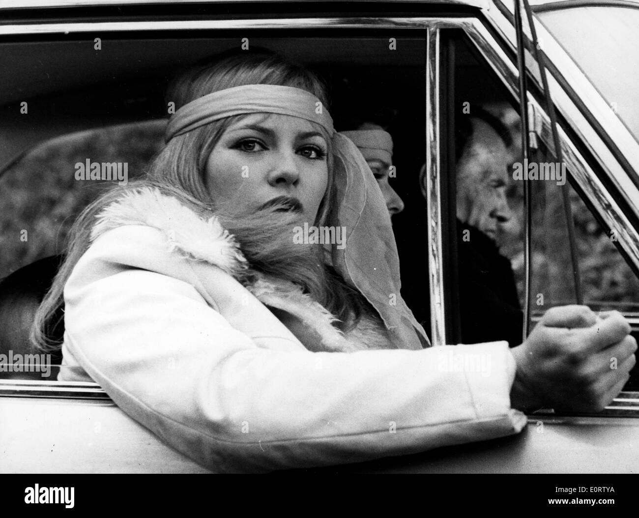 Woman sitting in car Black and White Stock Photos & Images - Alamy