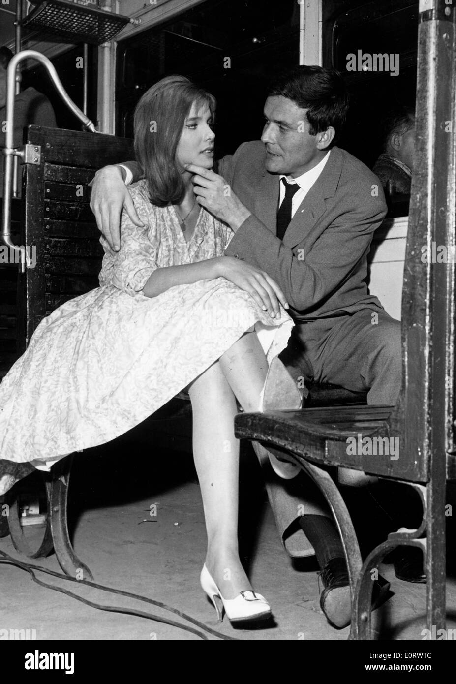 Actress Danielle Gaubert and co-star in film scene Stock Photo - Alamy