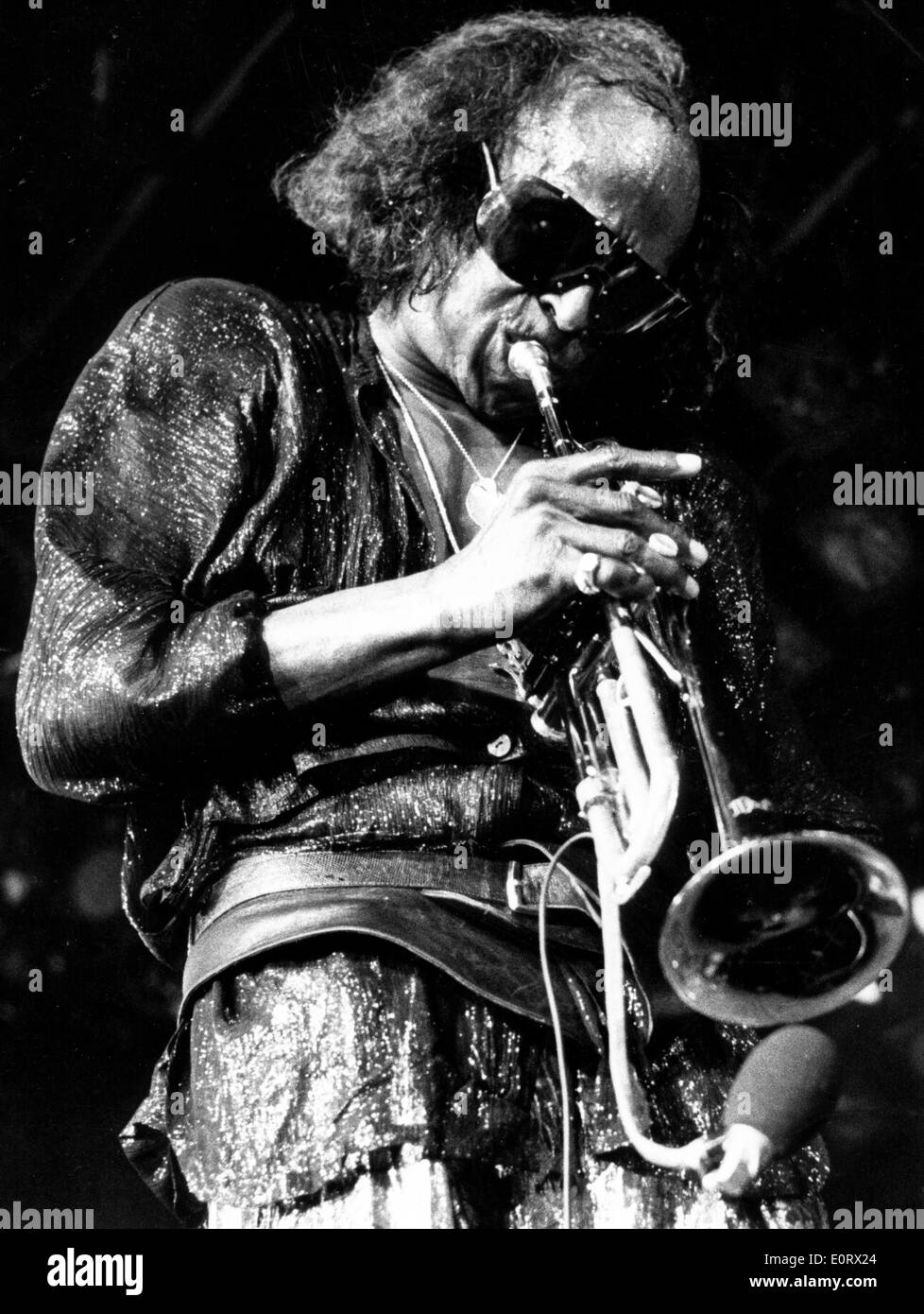 Jazz musician Miles Davis performing at a concert Stock Photo - Alamy